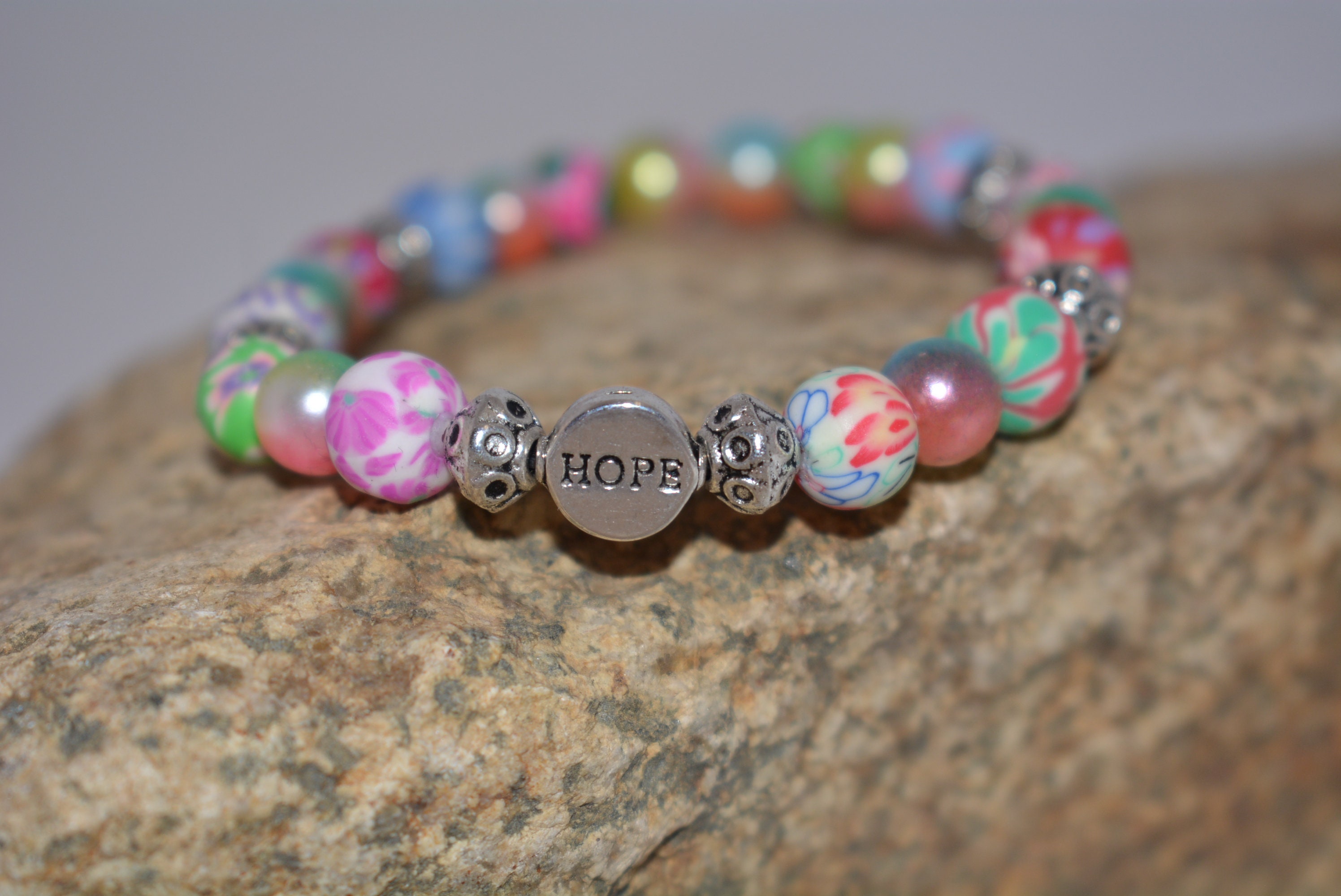 The Hope Collection,colorful Polymer Clay, Hope Bracelet, Beaded ...