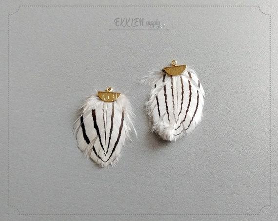 2 Pcs 40 X 30 Mm Pheasant Feather With Fan Cap Wing - Etsy