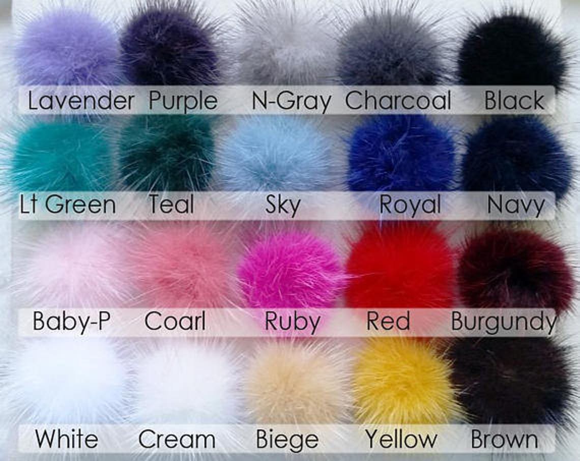 2 PCS White Fur Fan With Semi Circle Cap Genuine Mink Pom - Etsy