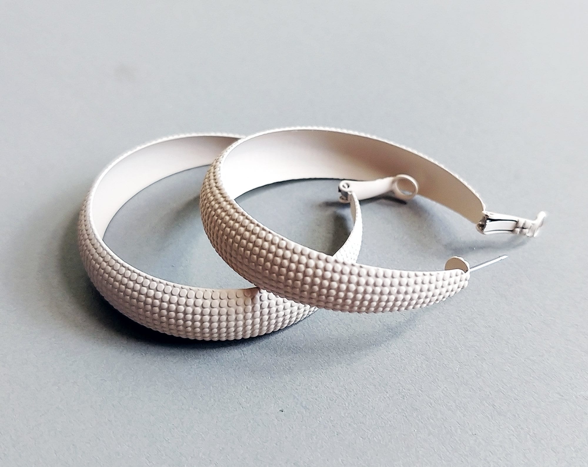 2 PCS Beige 50 X 11 Mm Matte Rubber Coating Large Hoop - Etsy UK