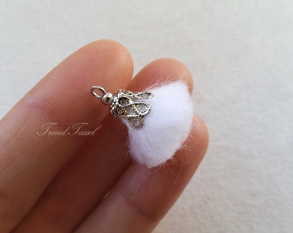 2pcs WHITE Mini Cute Wool Tassel Hand Crafted Ball Teasel | Etsy