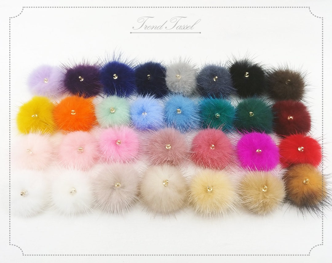 15% Wholesale 60 Pcs - (ring) 30mm Genuine Mink Fur Ball With Cap Ring ...