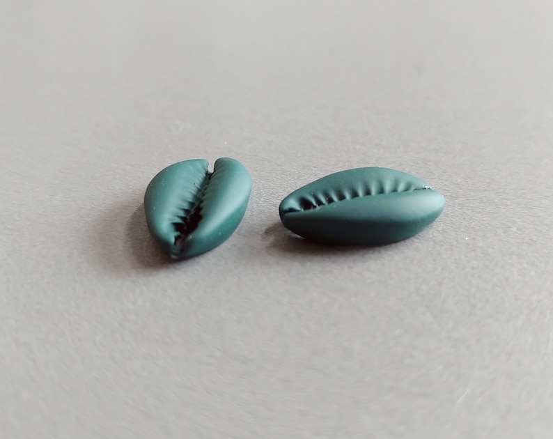 2 PCS - 18 X 11 Mm Teal Matte Rubber Coated, Cowrie Shell Connector Sea ...
