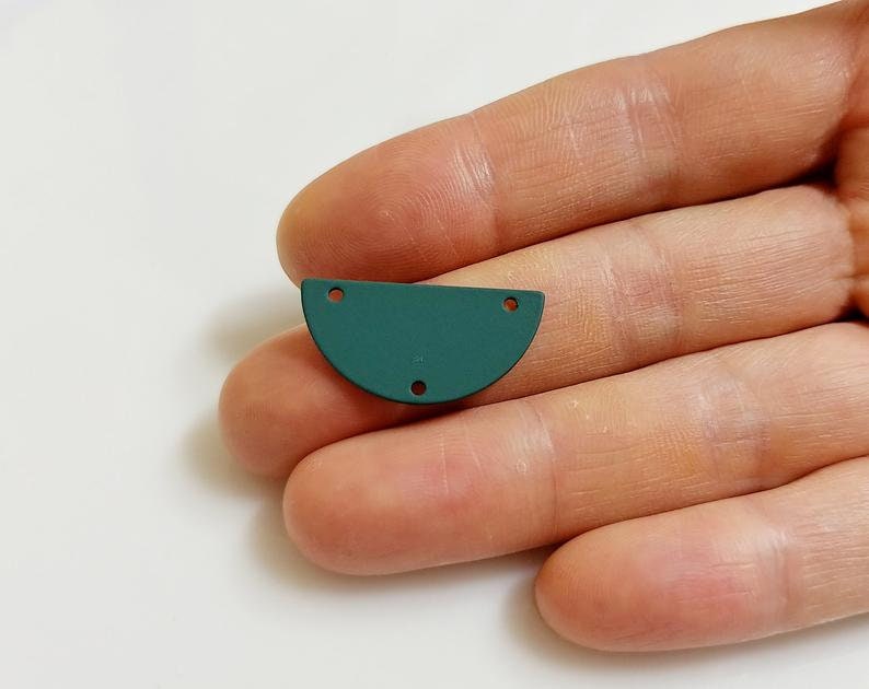 2 PCS 25 x 12.5 mm Teal matte rubber coated 3 holes Semi | Etsy