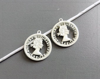 2 PCS 16.5 Mm Matte Gold Plated, Mini Coin Charm, Cute Coin Pendant ...