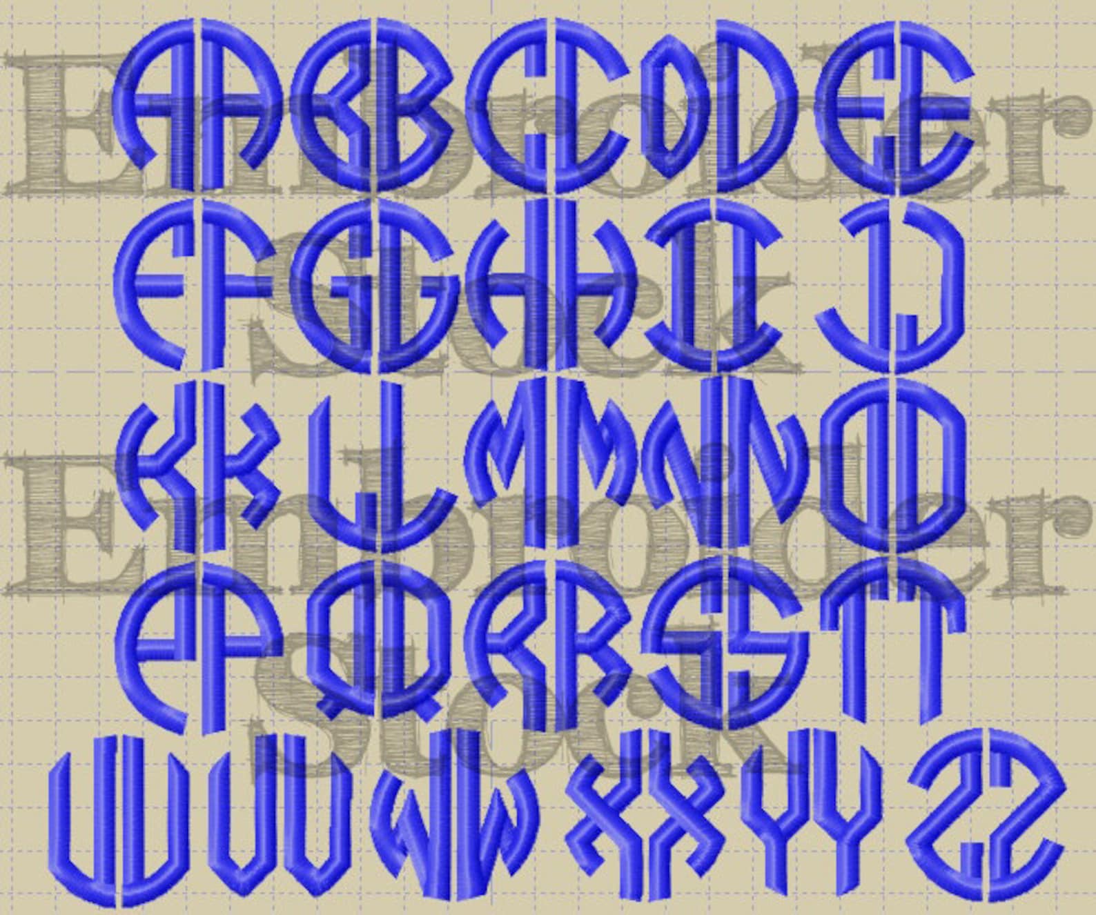 Circle Two Letters Font Full Alphabet Font Monogram Font Embroidery ...