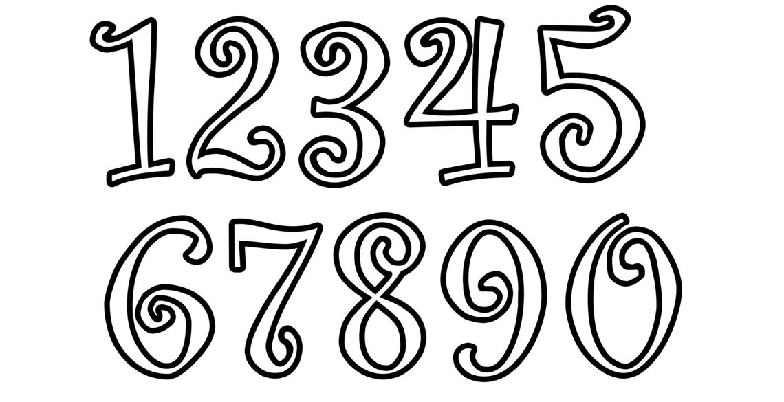 10 Sizes Curlz Applique Numbers Set Machine Embroidery Curlz | Etsy