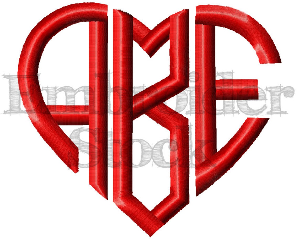 Heart Monogram Font Machine INSTANT DOWNLOAD 6 Sizes - Etsy