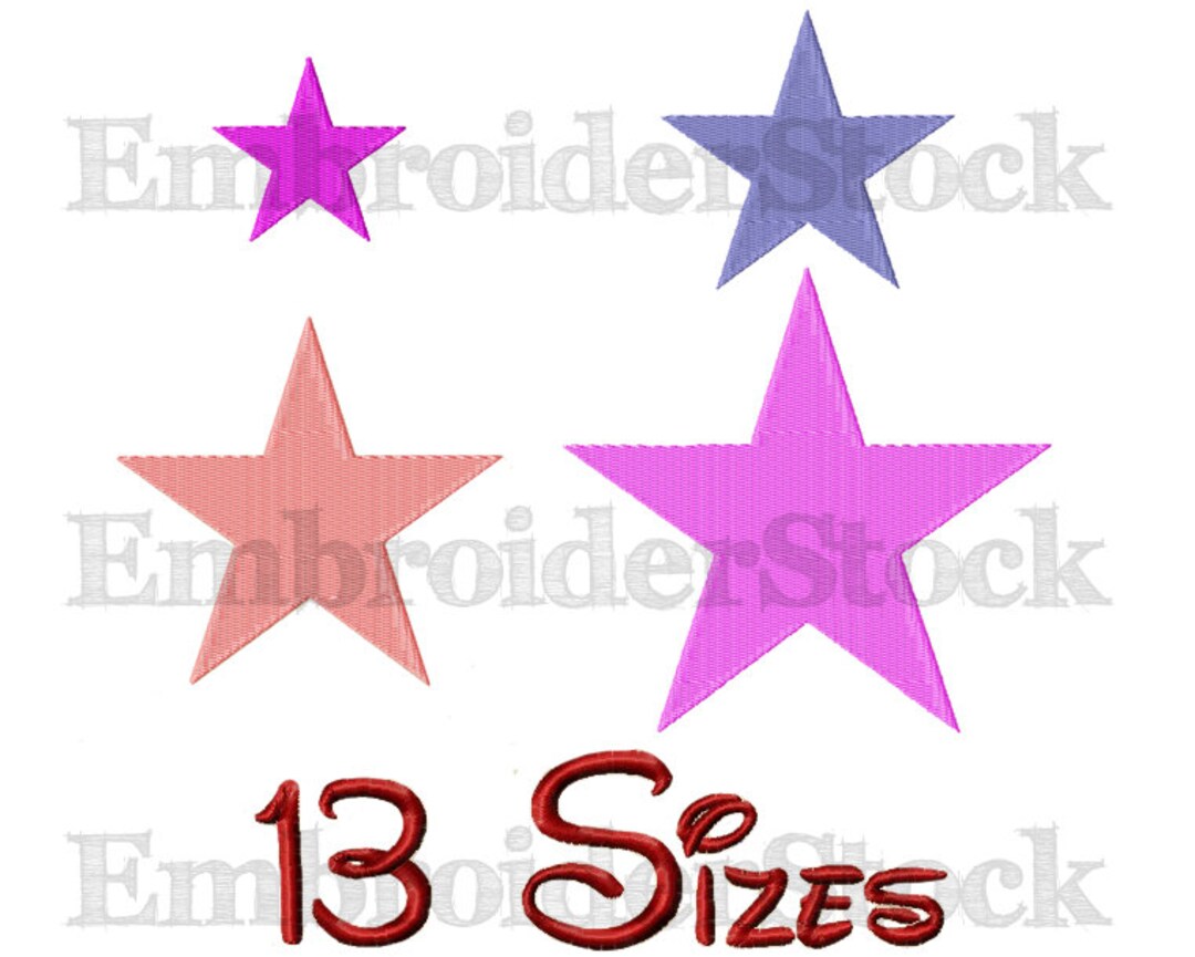 Star Machine Embroidery Star Embroidery Design Stars Pattern-13 Sizes ...
