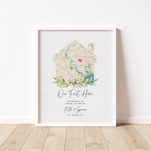 Personalized Map, Custom House Map, Personalized House Warming Gifts ...