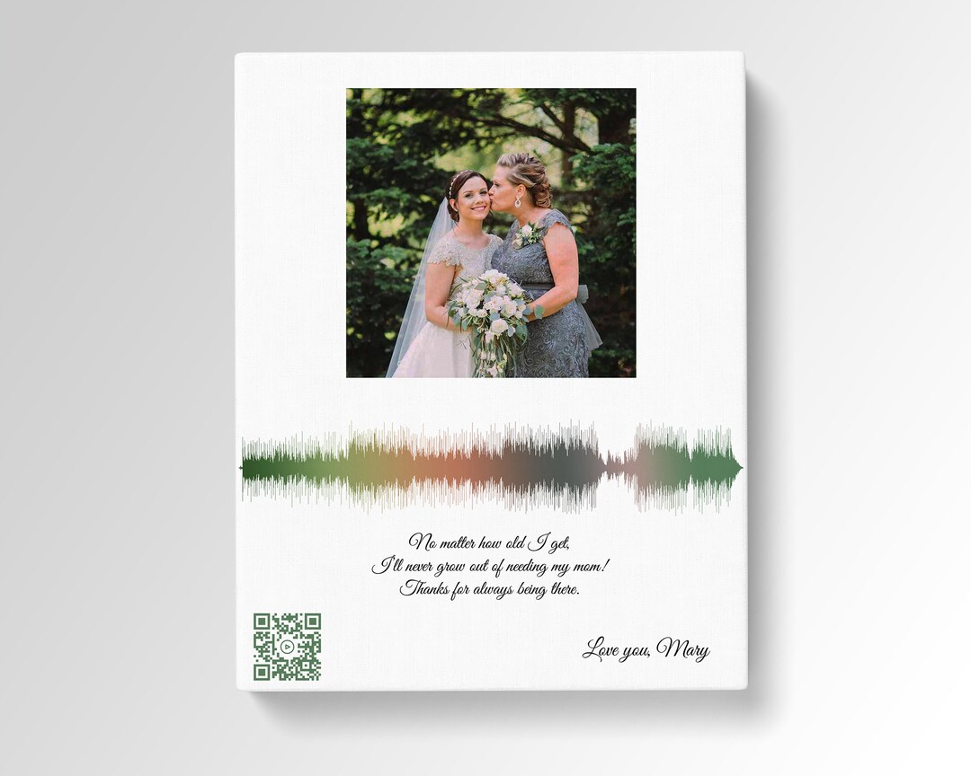Custom Photo and QR Code With Song or Voice Message. Sound Wave and QR ...