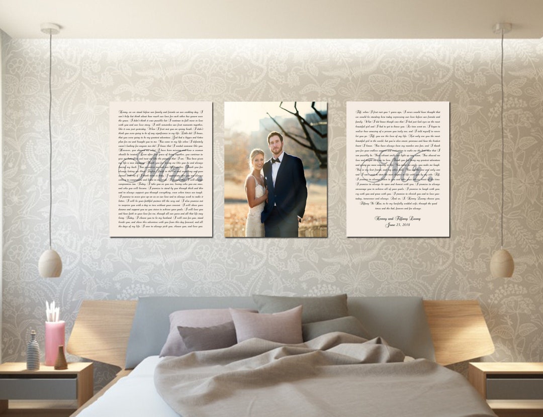 Canvas Vows Set of 3. Custom Wedding Vows Canvas/ Print Art "he" and ...