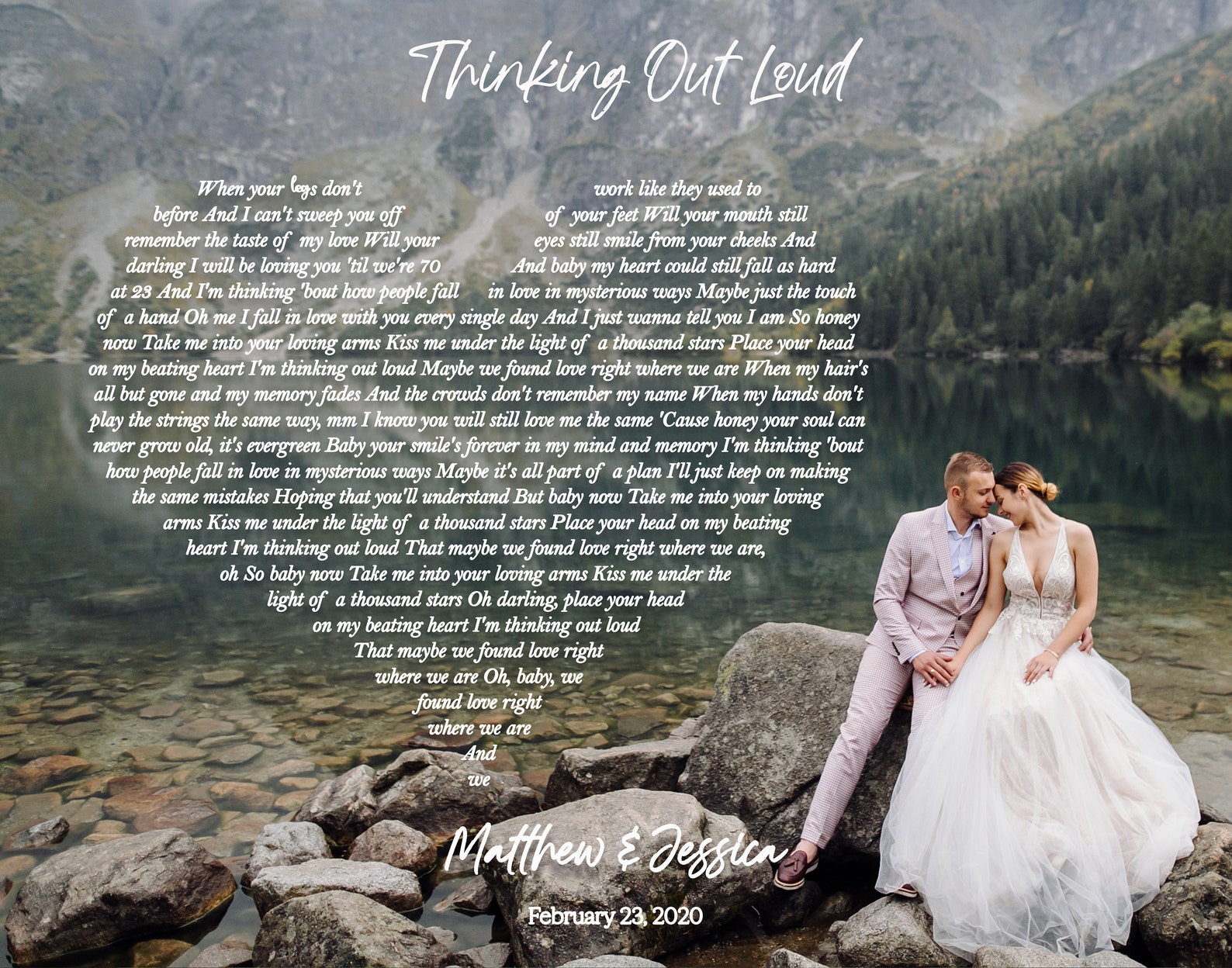 Wedding Song Canvas Heart Shaped Wedding Lyrics Wedding | Etsy