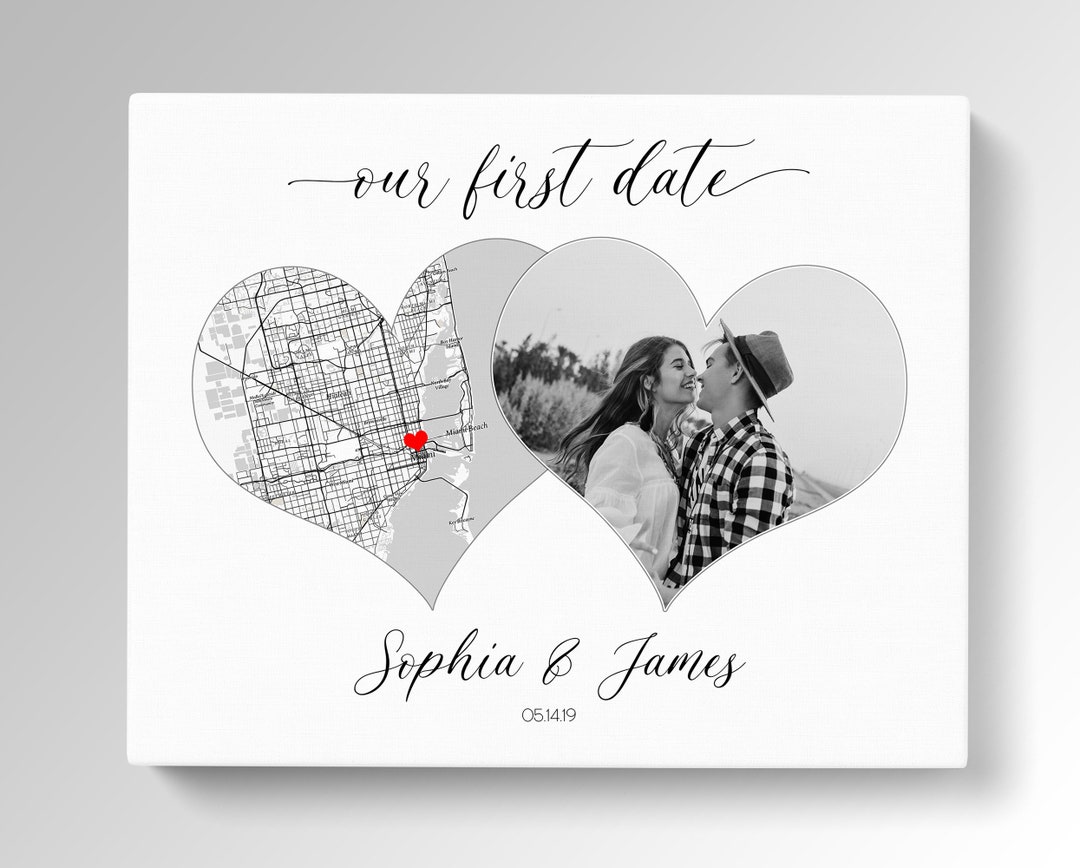 Where It All Began Map Gift, First Date Map Print With Picture ...