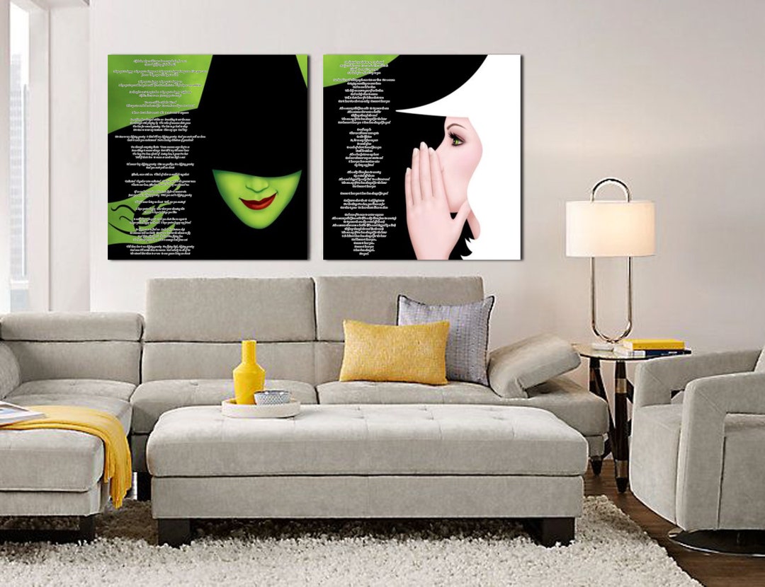Wicked Elphaba and Glinda Song Lyrics 2 Canvases, the Untold of the ...