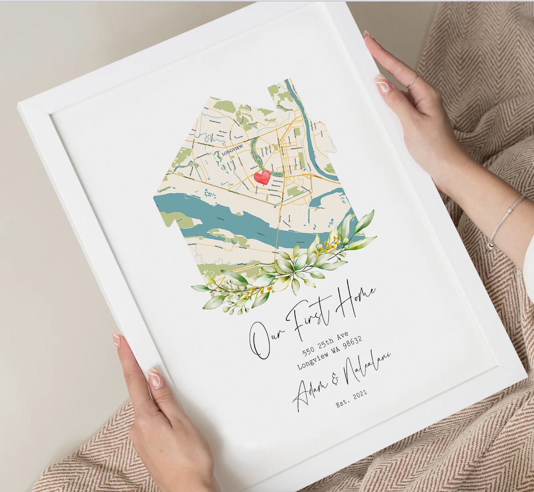 Personalized Map, Custom House Map, Personalized House Warming Gifts ...
