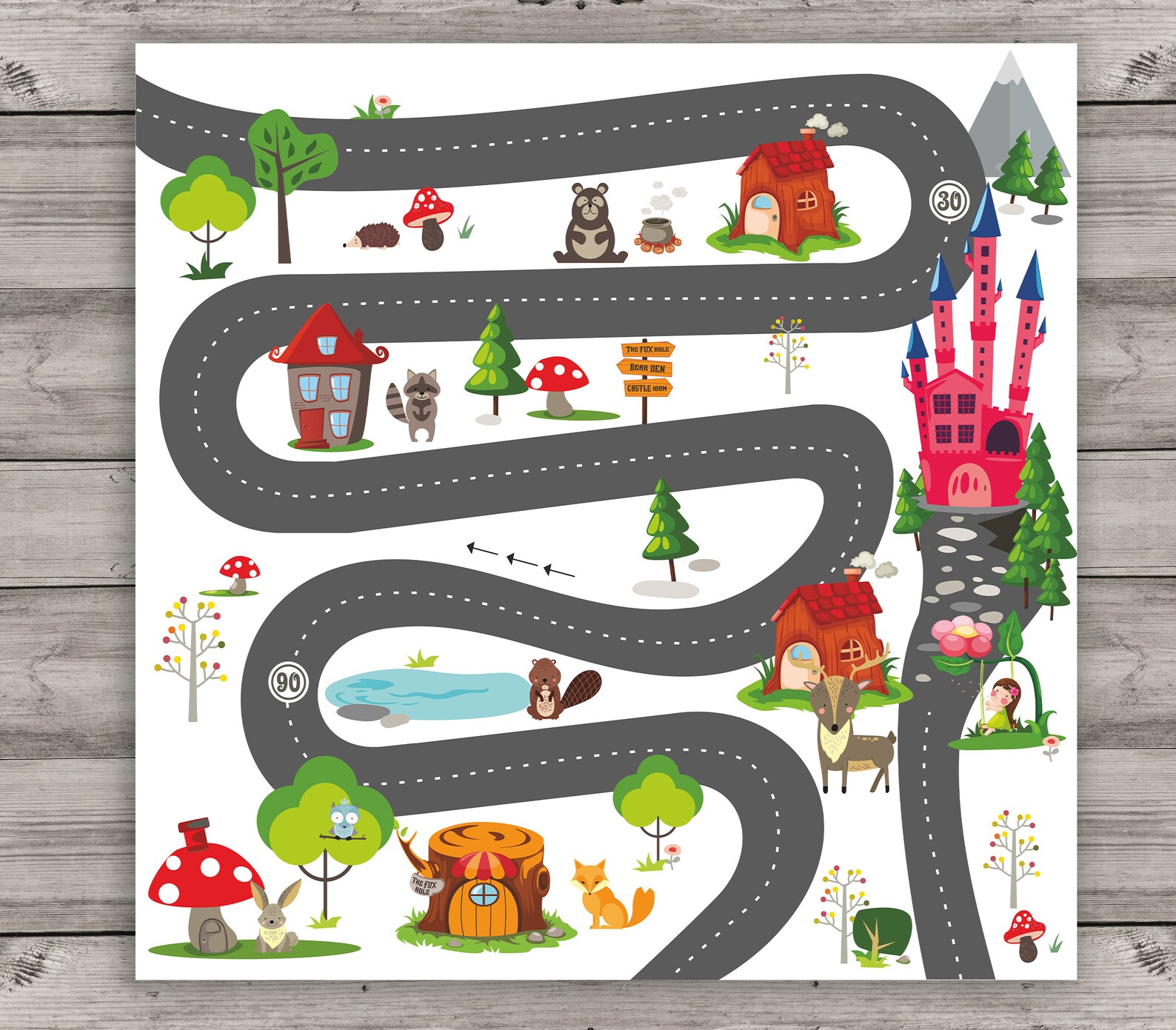 Play Mat Forest Animals: 55x55cm Furniture Sticker - Etsy