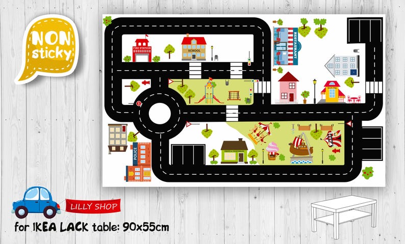Vinyl Play Mat: "ride on City" Design - Fits IKEA Lack Table - Etsy