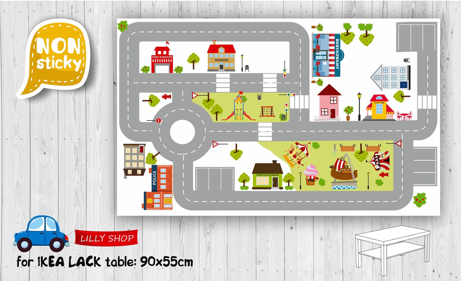 Vinyl Play Mat: "ride on City" Design - Fits IKEA Lack Table - Etsy