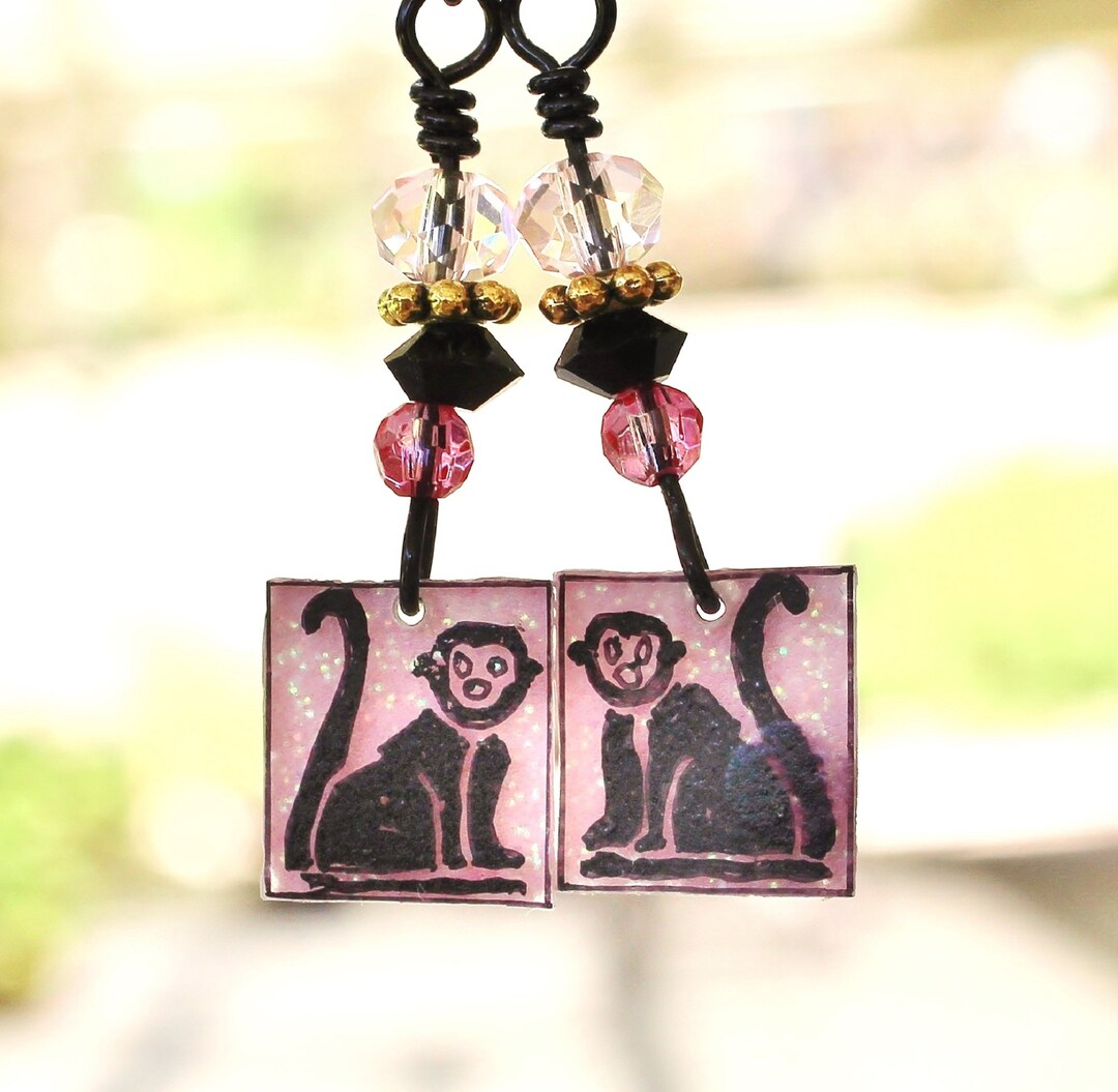 Monkey Earrings Monkey Tail Earrings Capuchin Monkey - Etsy