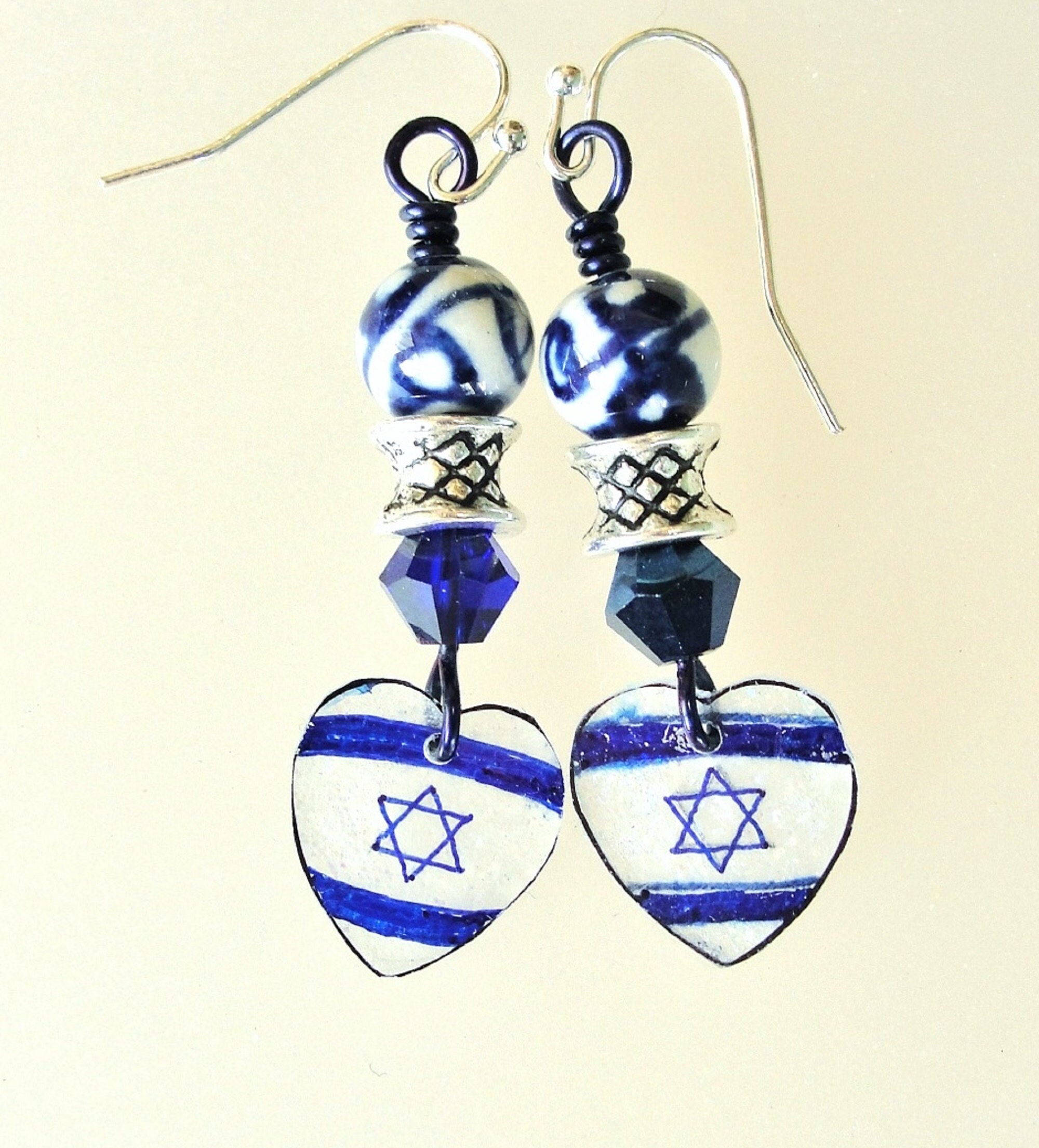 Israeli flag earrings, Israeli flag, Israeli heart earrings, love ...