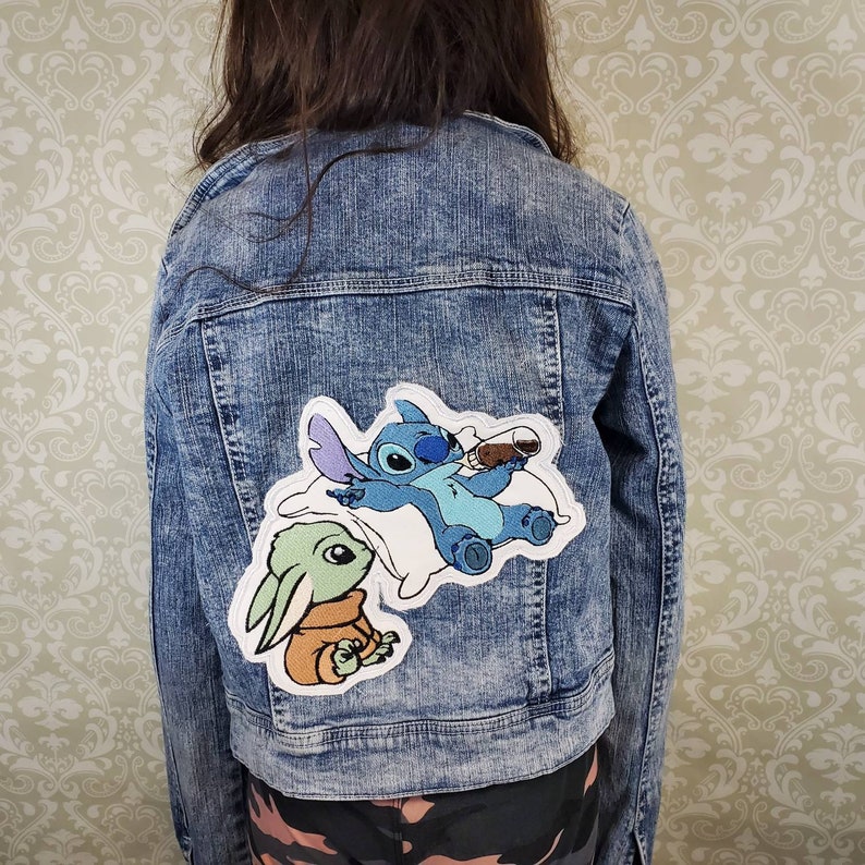 Stitch and Baby Yoda Embroidered Jacket - Etsy