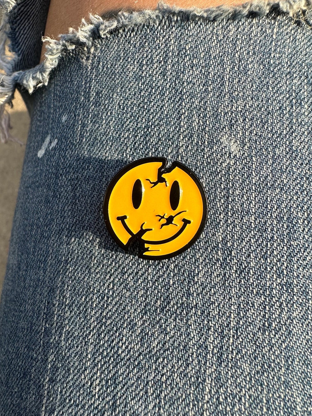 Smiley Face Pin Broken Smile Pin Sad Face Pin Smiley Enamel Pin Etsy