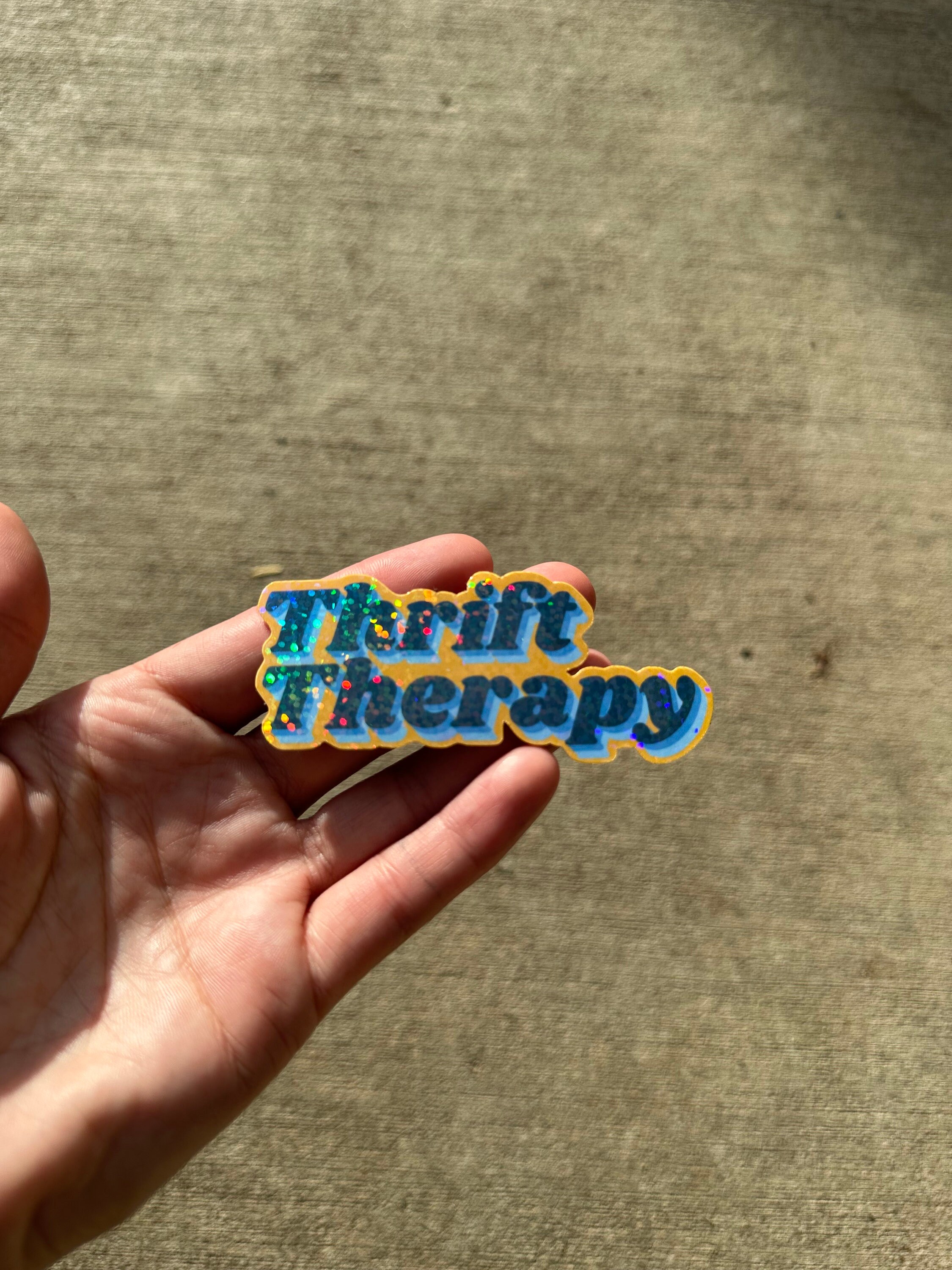 Thrift Therapy Sticker/holographic/thrifting/laptop & Hydroflask ...