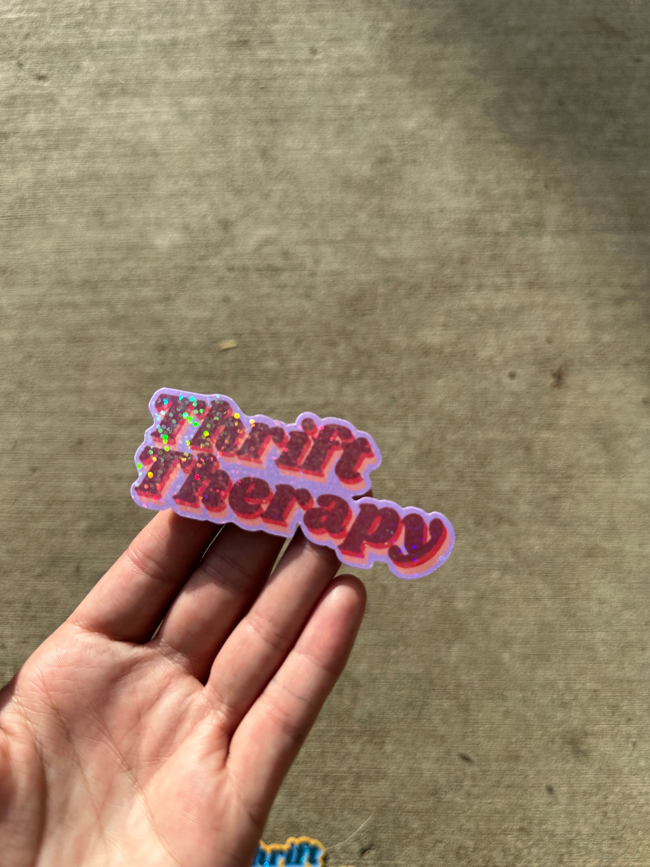 Thrift Therapy Sticker/holographic/thrifting/laptop & Hydroflask ...