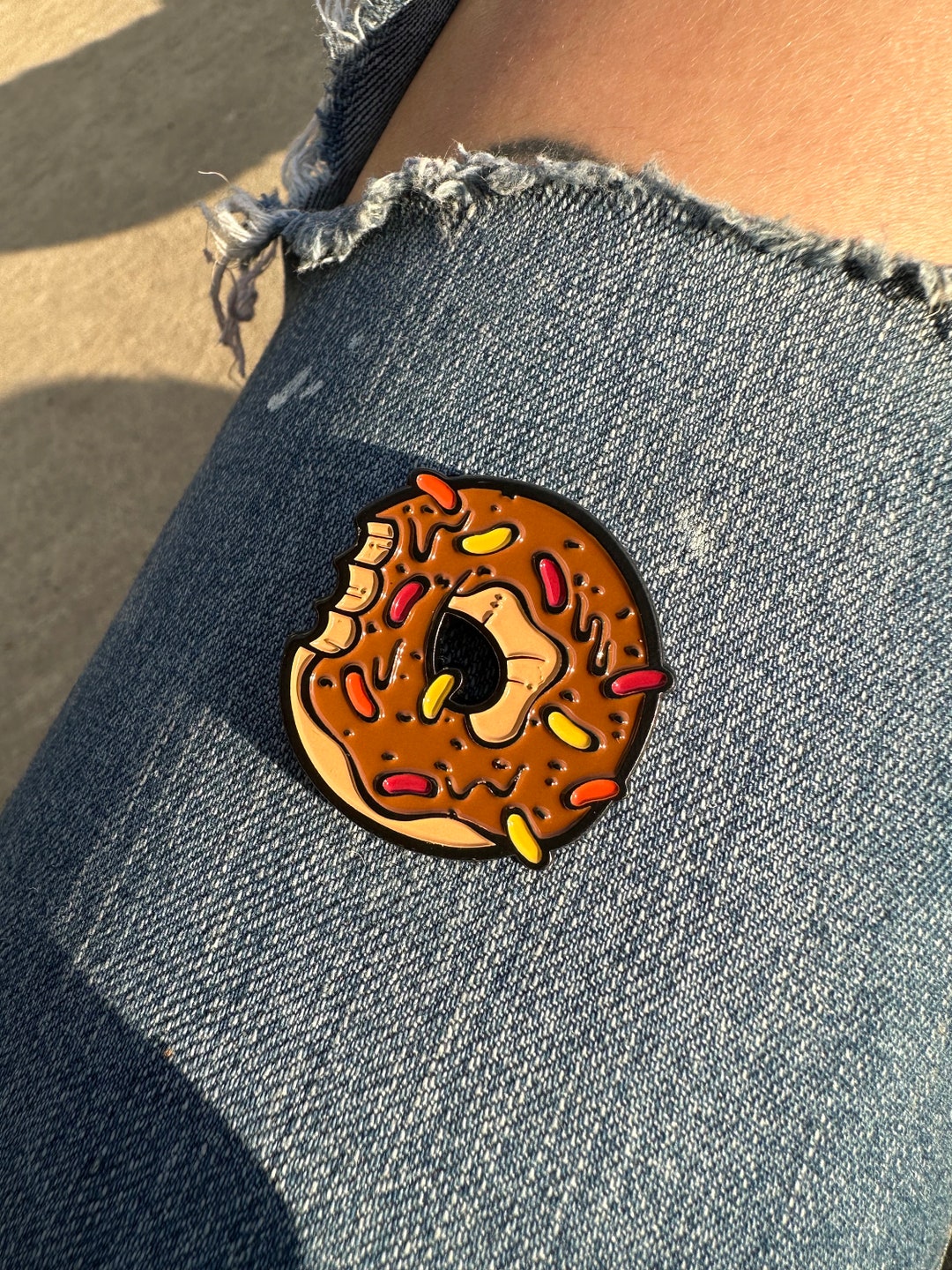 Chocolate Donut Enamel Pin - Brown Frosted Doughnut Pin - Etsy