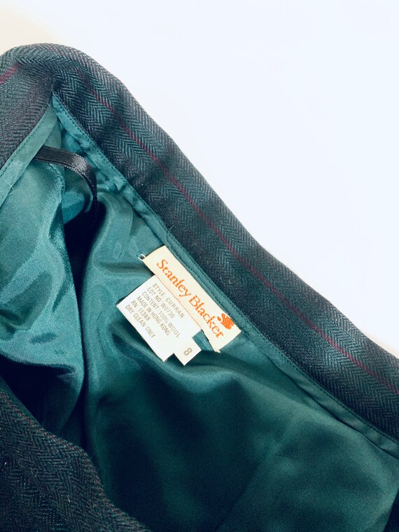 Vintage Stanley Blacker, forest green, red stripe, wo… - Gem