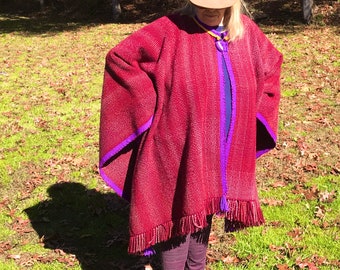 RUANA, Handwoven Mohair in Ruby With Touches of Sapphire. Like Wearing ...
