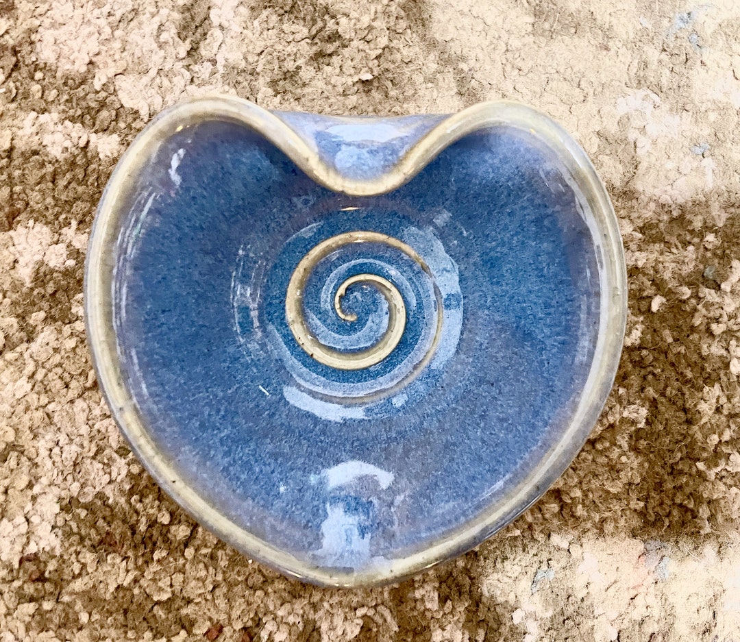 Handmade Pottery Blue Dish. Blue Ceramic Heart Dish, Get Well Gift 4 ...