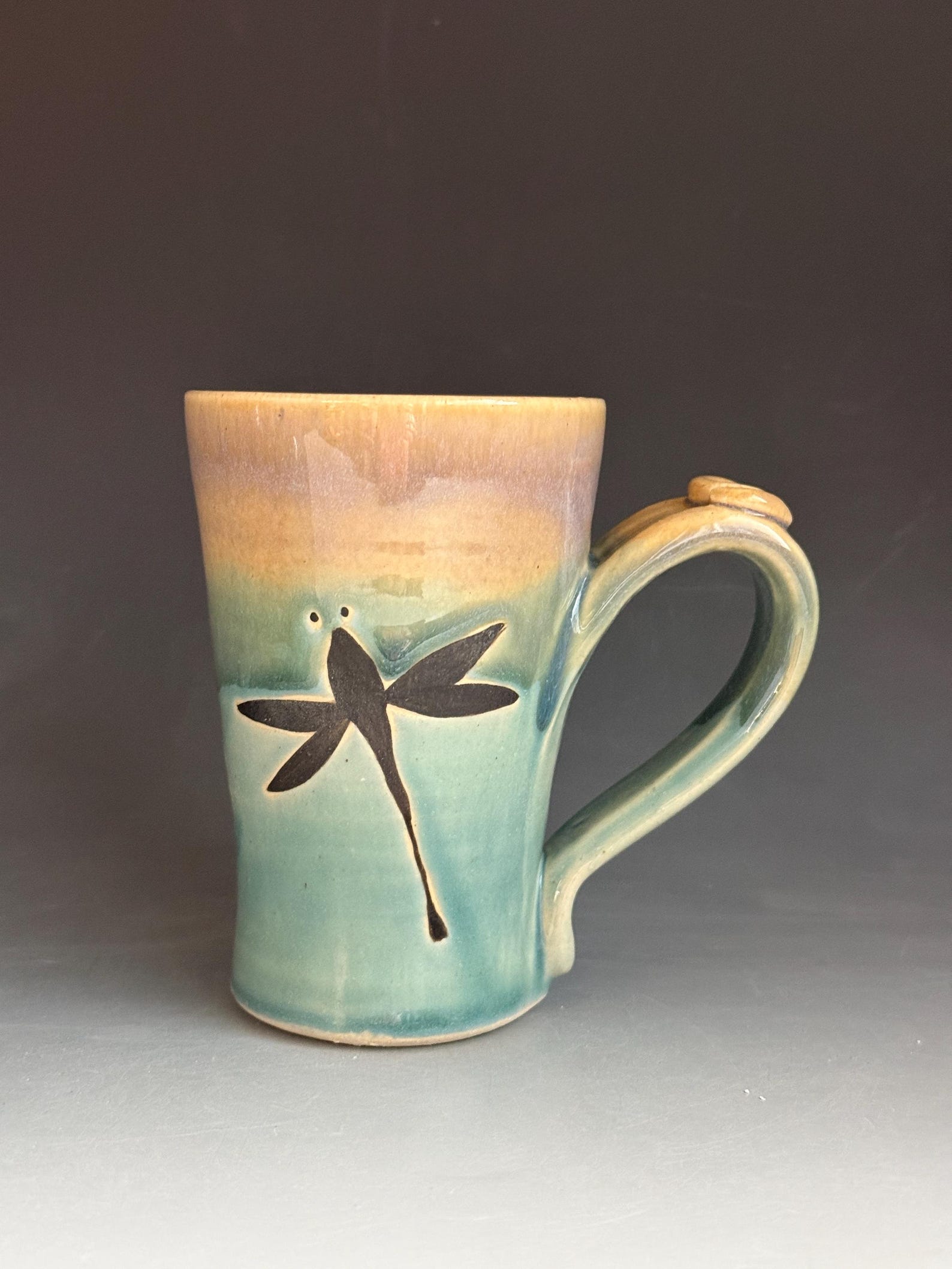 Dragonfly Coffee Cup, Handmade Pottery Mug.free Fast Shipping Mother's ...