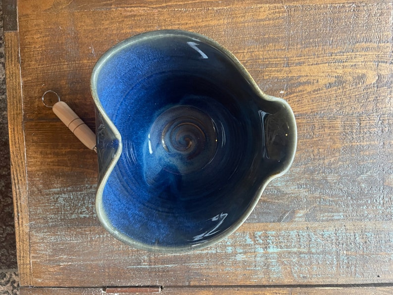 Blue Pottery Mixing Bowl. Ergonomic Pottery Batter Bowl. Gift for Chef ...