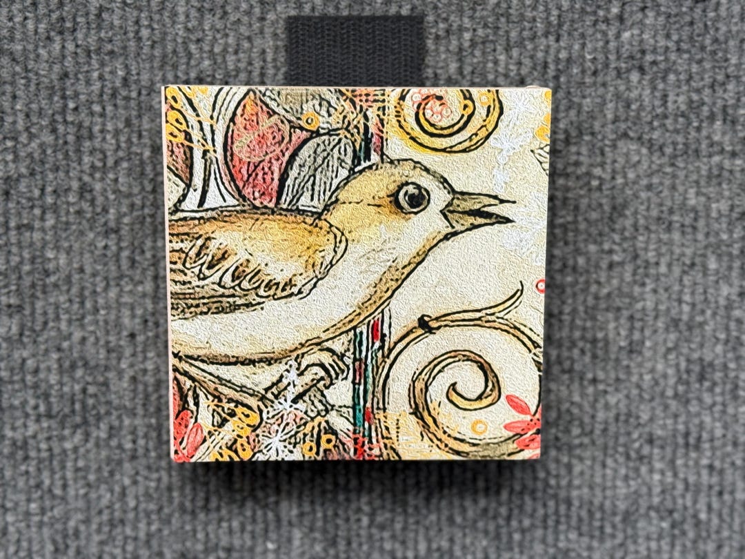Ready to Hang Bird Print. 4 Inch X 4 Inch Bird Print on 1/2 Inch Block ...