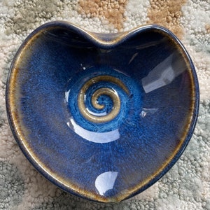 Handmade Pottery Blue Dish. Blue Ceramic Heart Dish, Get Well Gift 4 ...