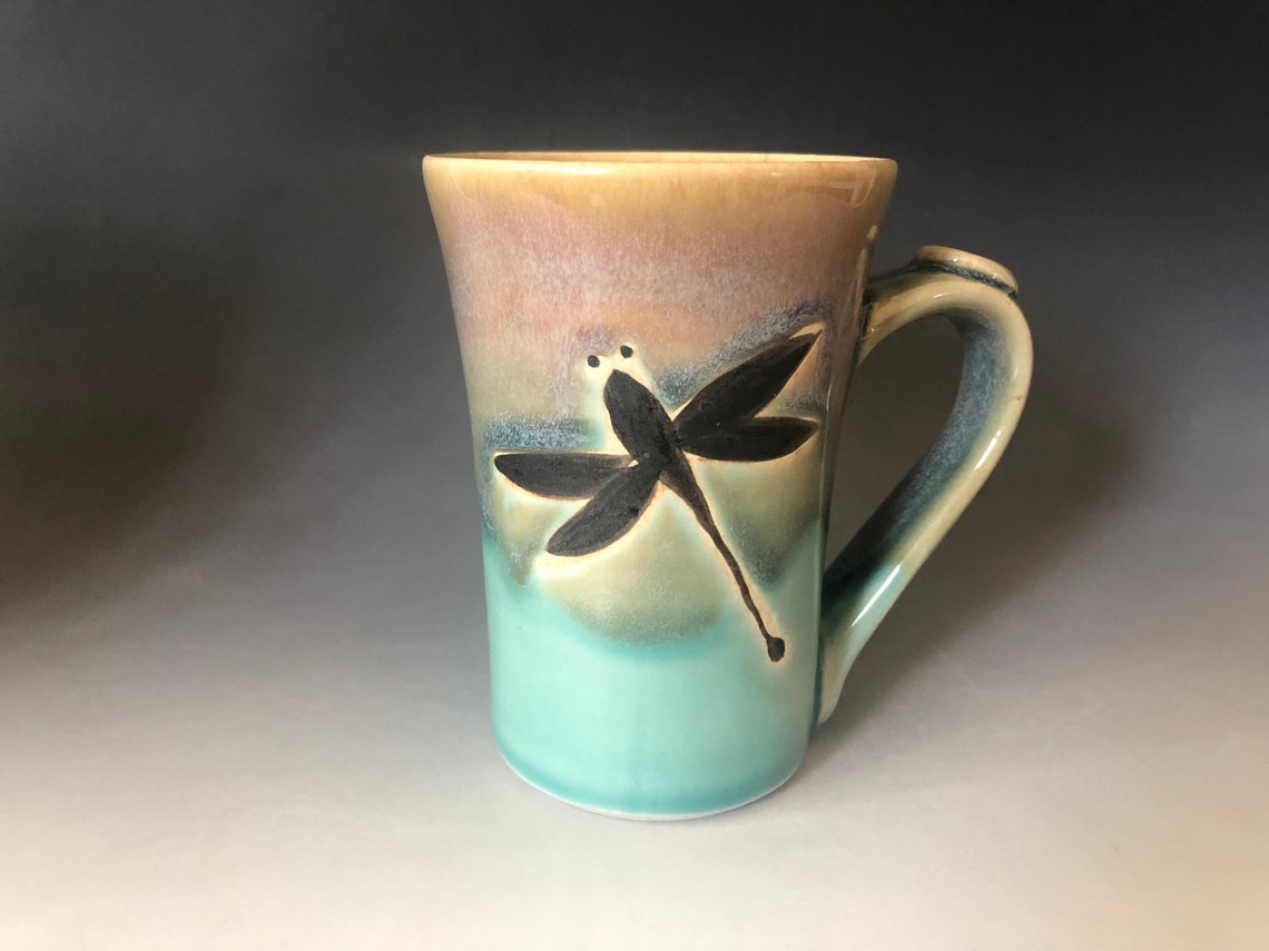 Dragonfly Coffee Cup Handmade Pottery Mug.free Fast Shipping - Etsy