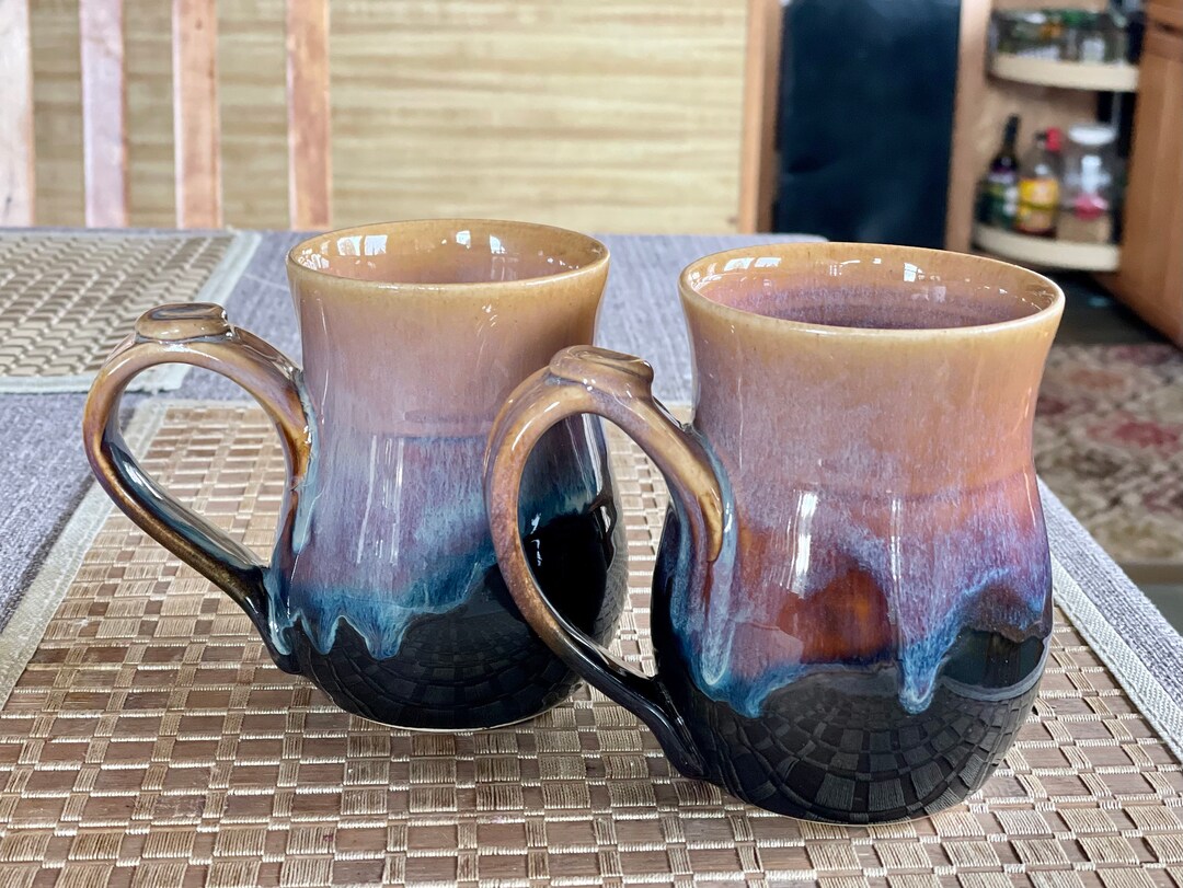 Handmade Pottery Mugs. Set of Matching Cups With Thumb Rest. Southwest ...