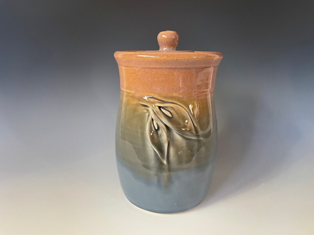 Pottery Calla Lily Large Canister, Ceramic Large Flour Jar, Unique ...