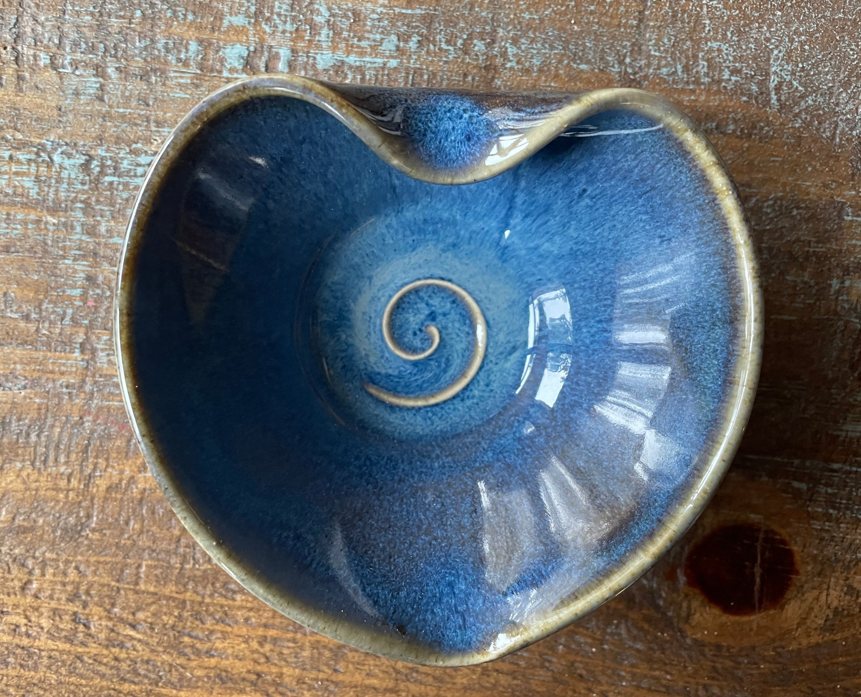 Handmade Pottery Blue Dish. Blue Ceramic Heart Dish Get Well - Etsy