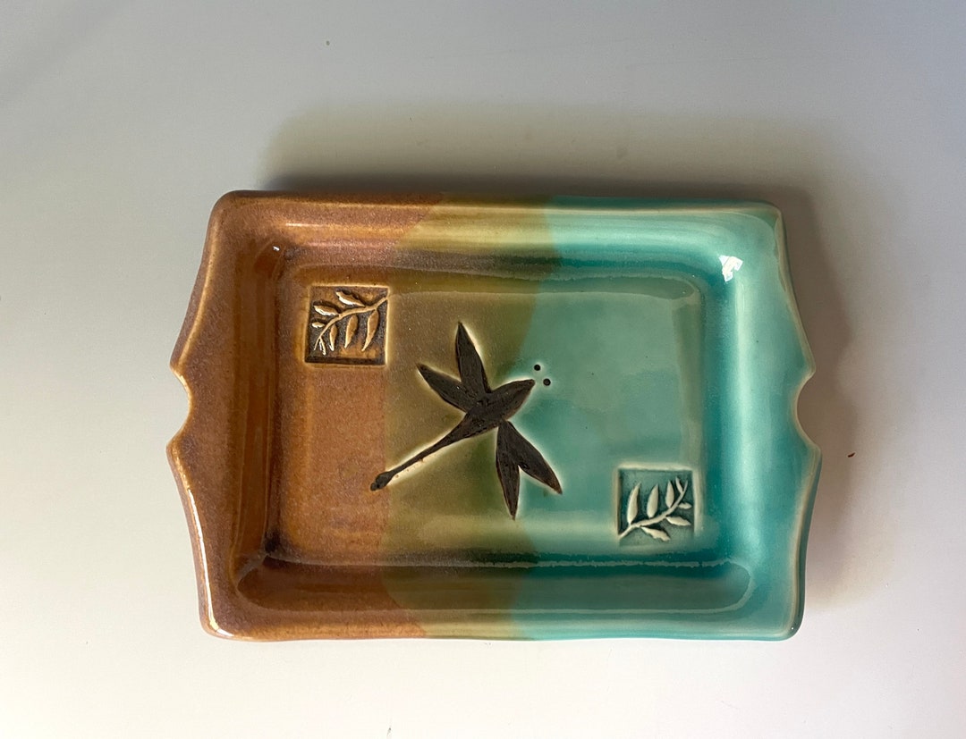 Pottery Dragonfly Tray. Decorative Jewelry Dish. Dragonfly Butter Dish ...