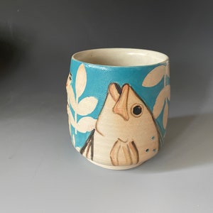 Pottery Fish Wine Cup. Unique Pottery Tea Mug. Ocean Lover Expresso Cup ...