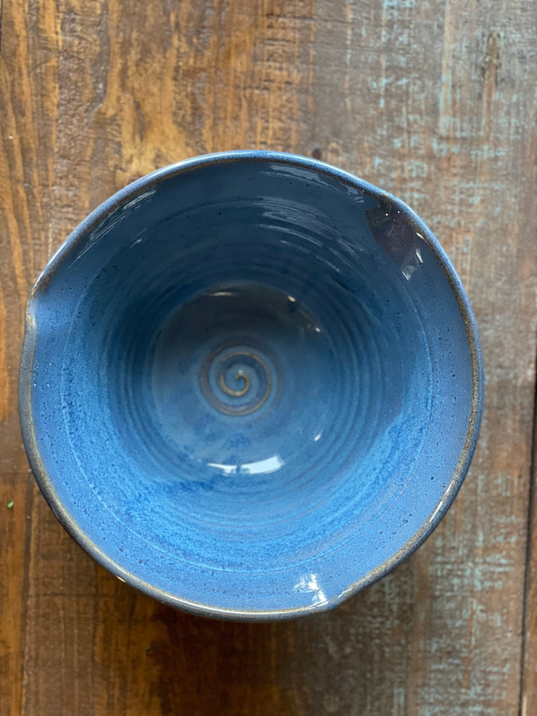 Pottery Large Blue Bowl, 11.5 Wide X 4 Inch Bowl. Blue Pottery Salad ...