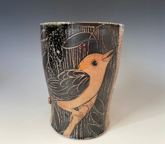 Handmade Pottery Bird Vase. Ceramic Bird Cup One of a Kind - Etsy