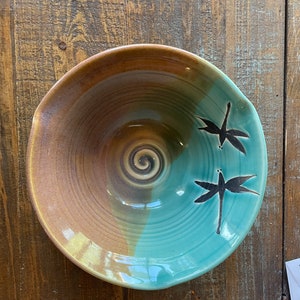 Pottery Dragonfly Serving Bowl. Handmade Ceramic Salad Bowl. Kitchen ...