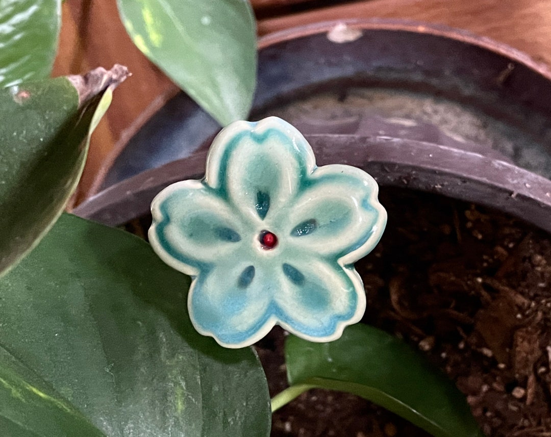 Ceramic Flower Plant Stick. 1 Inch Pottery Flower. Accent for - Etsy