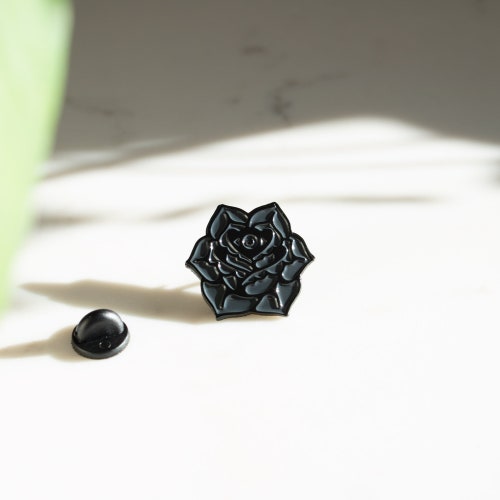 Wednesday Addams Black Rose Flower Soft Enamel Pin Jacobson - Etsy