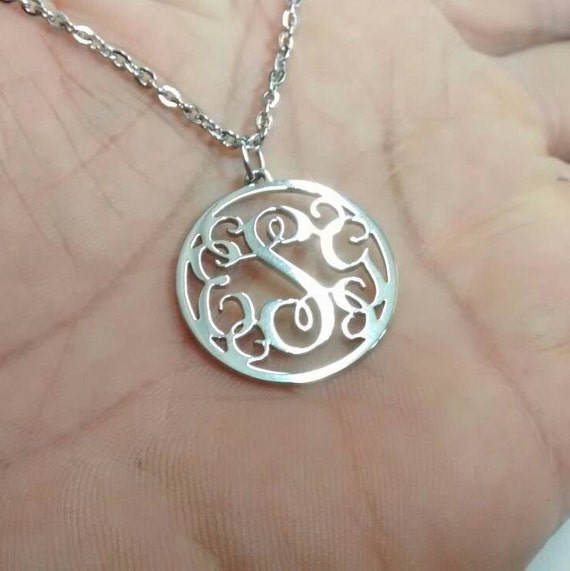 Monogram Chain Necklace Custom Monogram Initial Personalised - Etsy