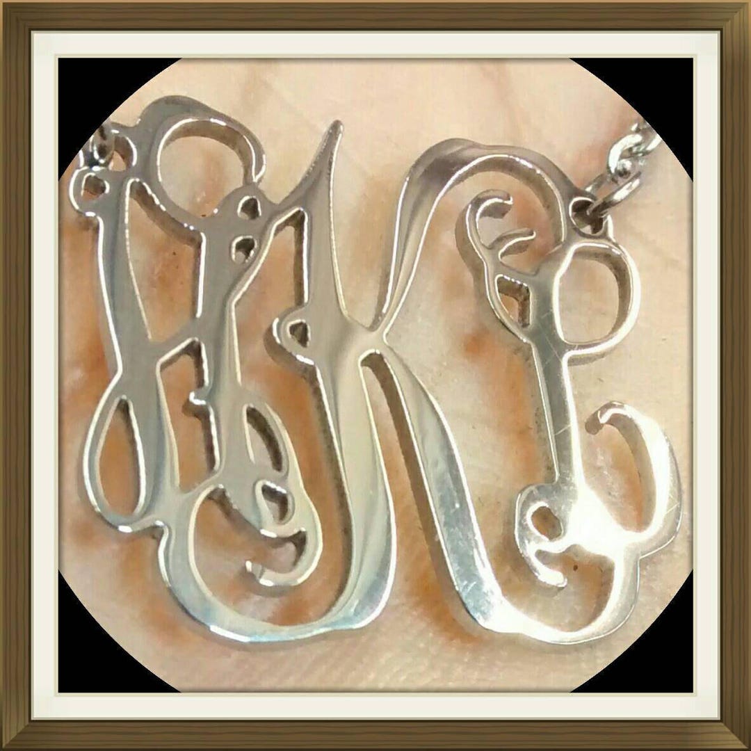 Monogram Chain Necklace, Custom Monogram Initial, Personalised Monogram ...
